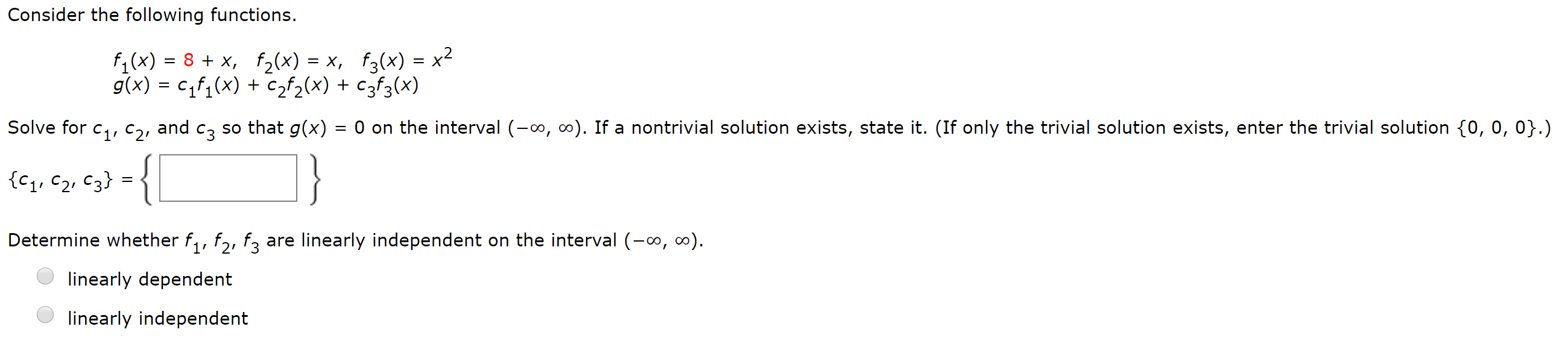 Solved Consider The Following Functions F1 X 8 X F X