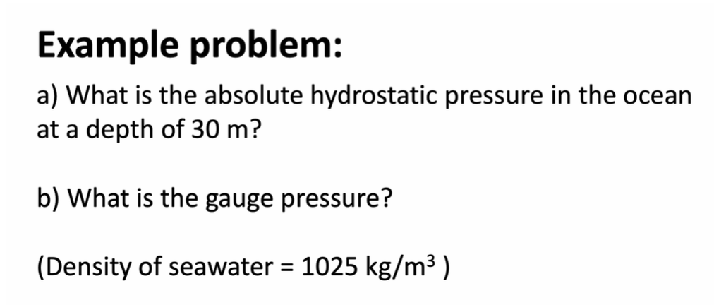 Solved Example problem:a) ﻿What is the absolute hydrostatic | Chegg.com