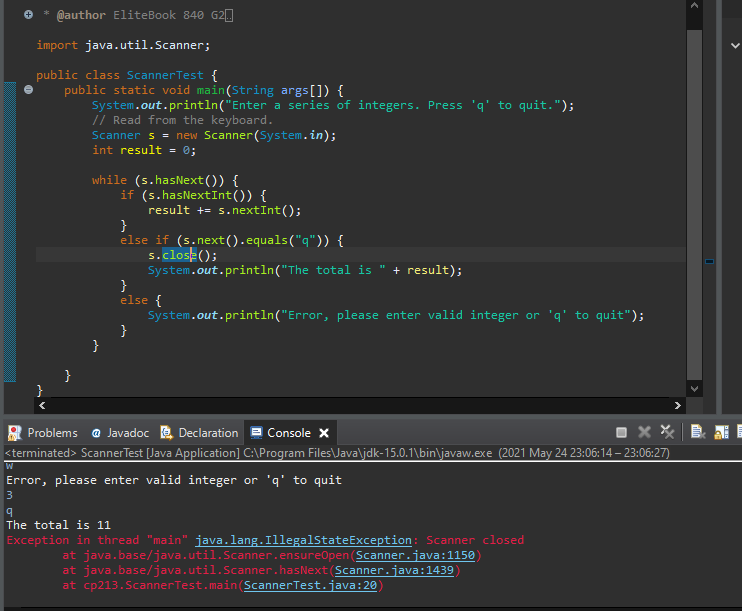 Solved * @author EliteBook 840 G2. import java.util.Scanner; | Chegg.com