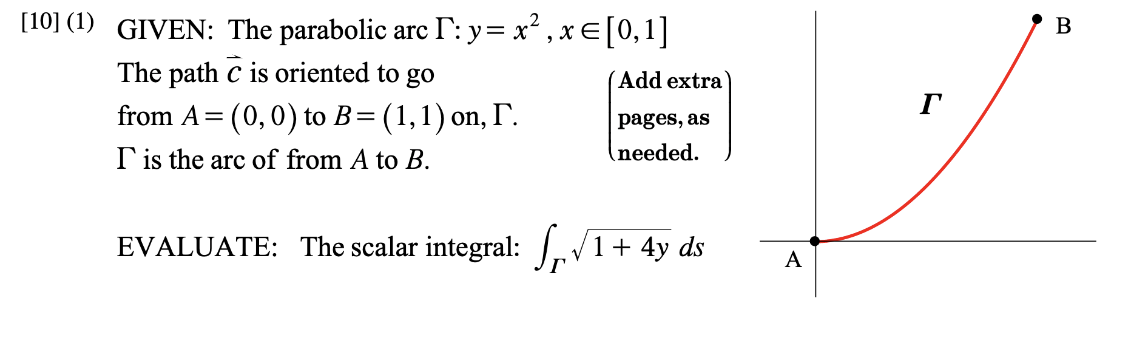 Solved 0] (2) GIVEN: The parabola Γ::y=1−x2 The path c is | Chegg.com