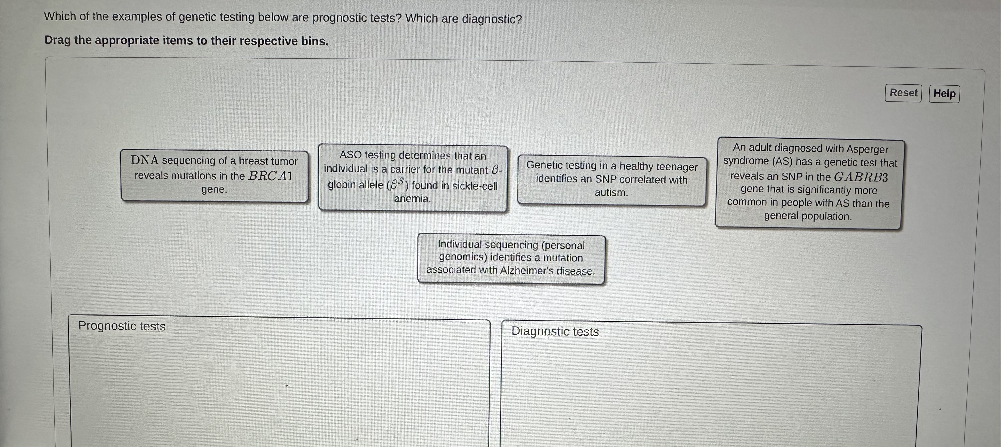 Solved Which of the examples of genetic testing below are | Chegg.com