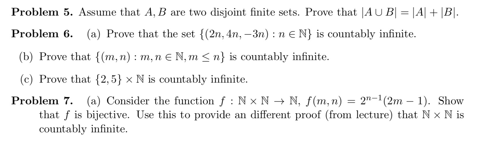 Solved Problem 5. Assume that A, B are two disjoint finite | Chegg.com