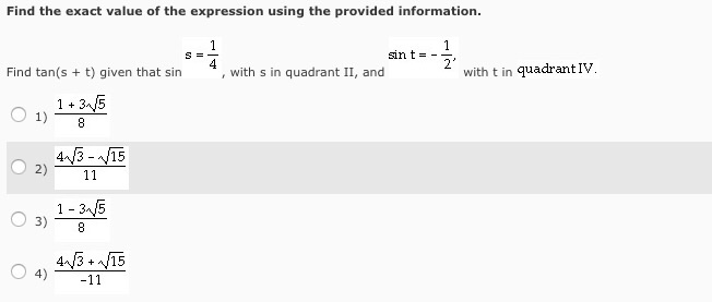 Solved Find the exact value of the expression using the | Chegg.com