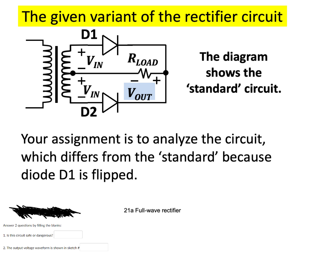 Solved A full-wave rectifier with 2 diodes and a center-tap | Chegg.com