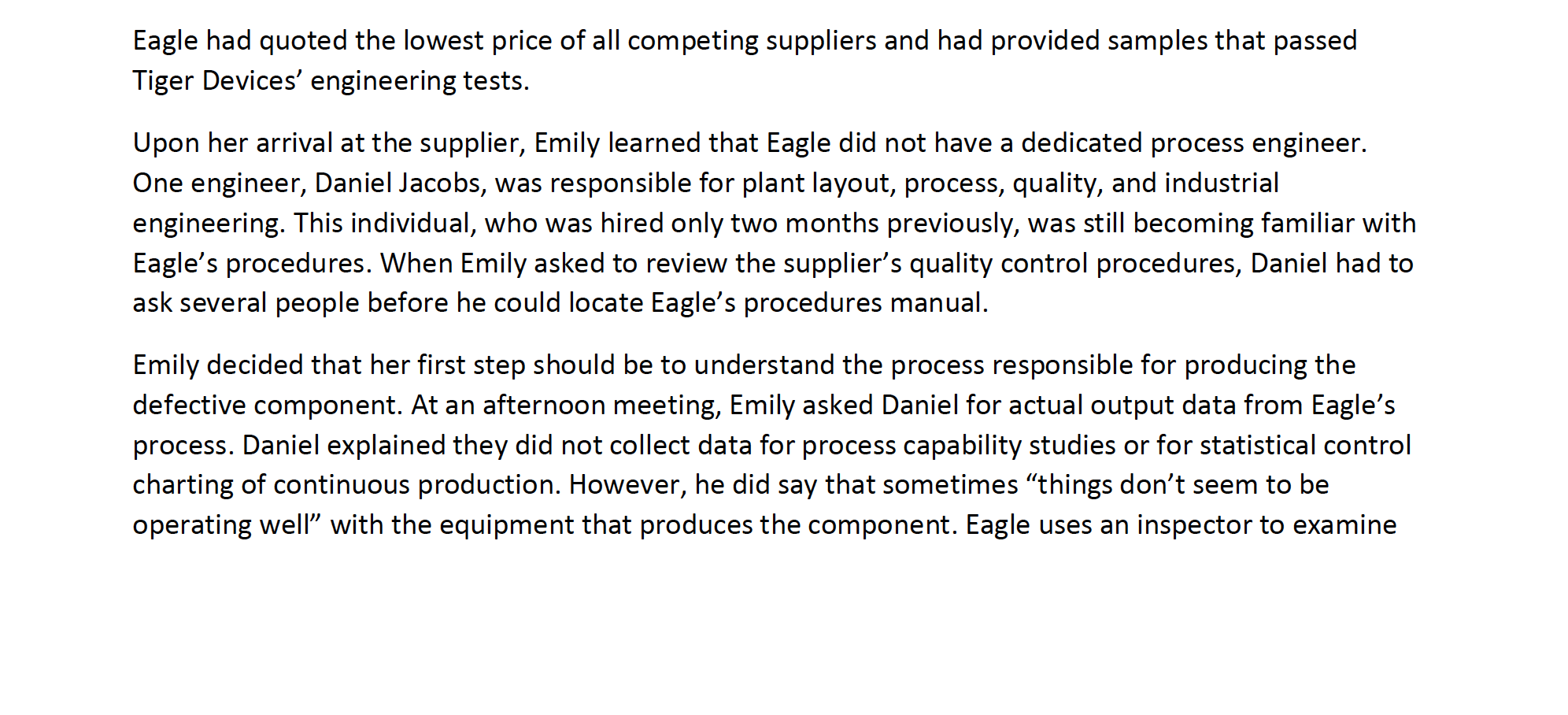 Solved Managing Supplier Quality: Tiger Devices Emily | Chegg.com