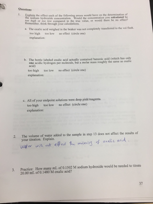 Solved Questions Explain the effect each of the following | Chegg.com