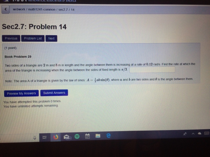 Solved webwork math1241-common I sec2.7 14 Sec2.7: Problem | Chegg.com