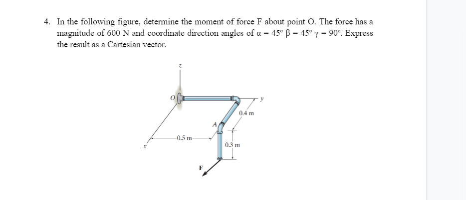 Solved 4. In the following figure, determine the moment of | Chegg.com