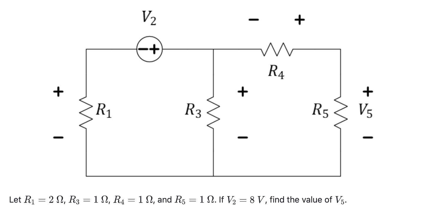 Solved R4 + V R2 + + vs R1 V3 R3 Let R1 = 512, R2 = 212, R3 | Chegg.com