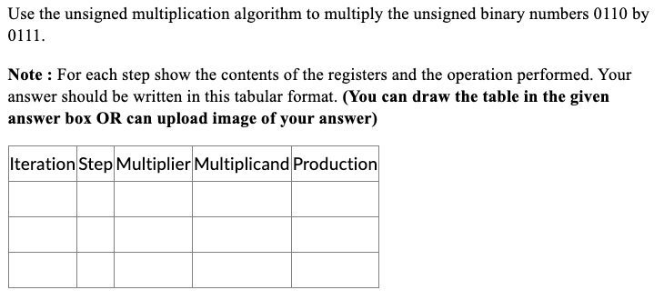 Solved Use the unsigned multiplication algorithm to multiply | Chegg.com