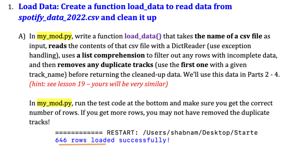 Follow the step and type a code in python. Given csv | Chegg.com