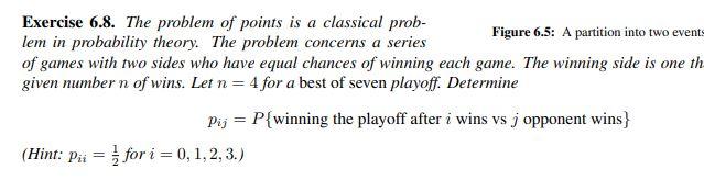 Exercise 6.8. The problem of points is a classical | Chegg.com