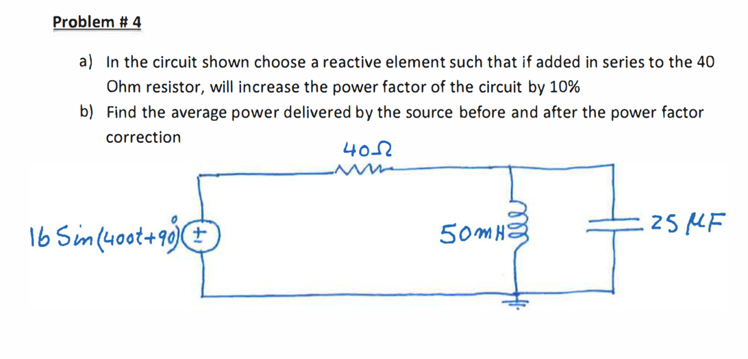 Solved a) In the circuit shown choose a reactive element | Chegg.com