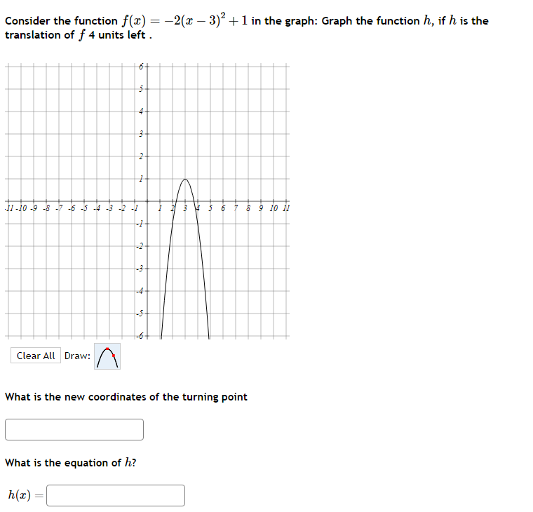 Solved Consider the function f(x)=−2(x−3)2+1 in the graph: | Chegg.com