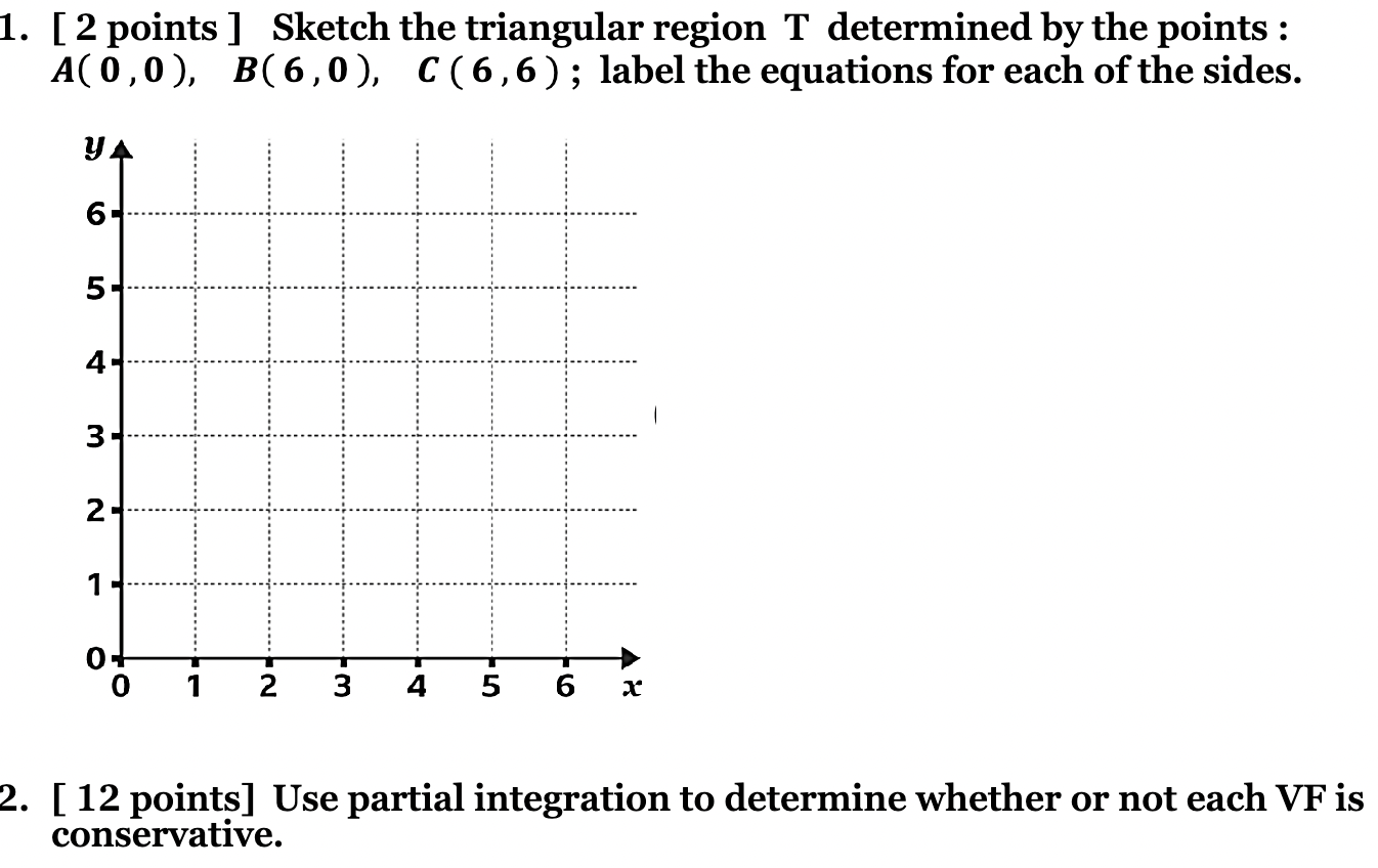 Solved 1. [ 2 points ] Sketch the triangular region T | Chegg.com