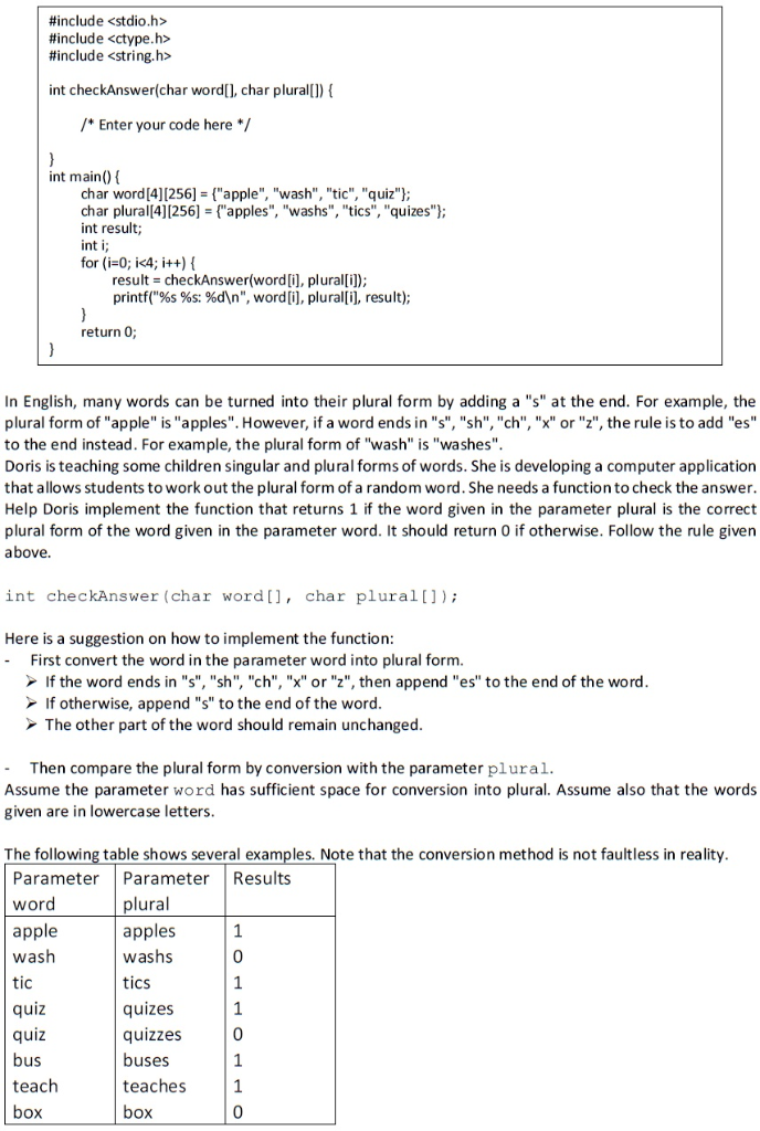 Solved #include #include #include int checkAnswer(char | Chegg.com