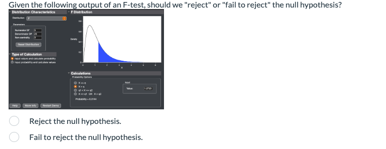 Solved Reject the null hypothesis. Fail to reject the null | Chegg.com