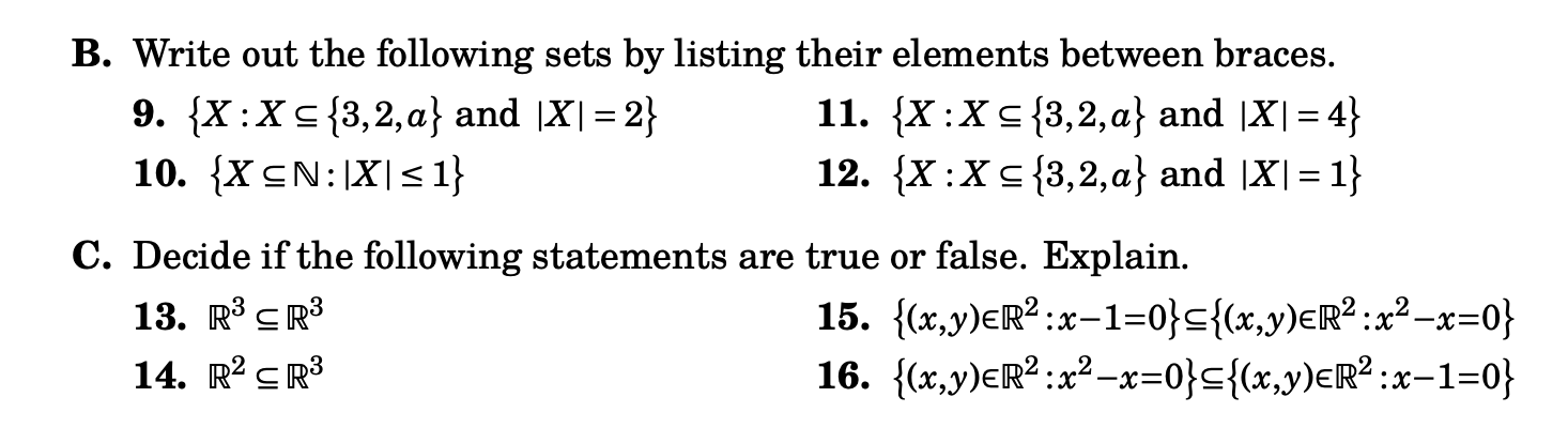 Solved B. Write out the following sets by listing their | Chegg.com