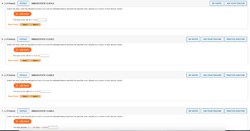 Solved 4. (-/1 Points) DETAILS BBBASICSTAT8 7.2.014.5. MY | Chegg.com