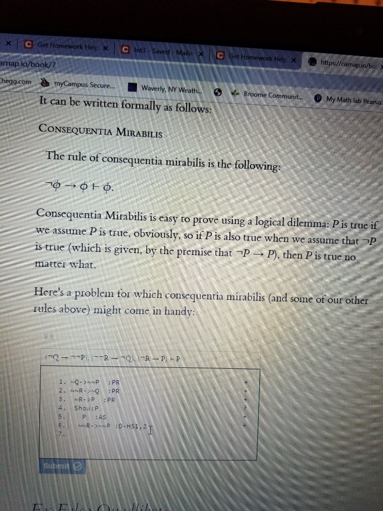 Solved Consequentia Mirabilis The rule of consequentia | Chegg.com