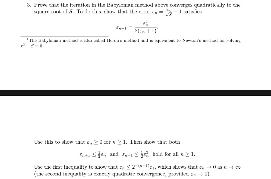 Solved Prove that the iteration in the Babylonian method | Chegg.com