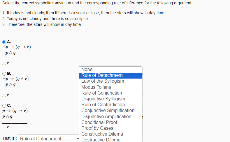 Solved Select the correct symbolic translation and the | Chegg.com