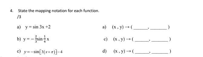 Solved 4. State the mapping notation for each function. 13 | Chegg.com