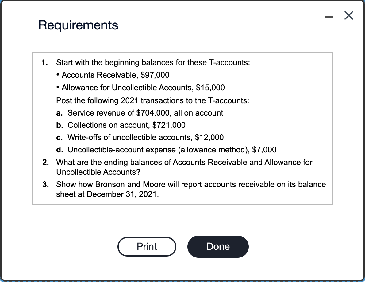 Solved Perform the following accounting for the receivables | Chegg.com