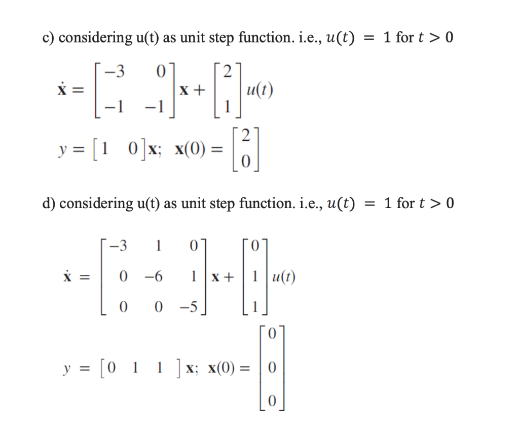Solved Problem 2) For each of following state space | Chegg.com