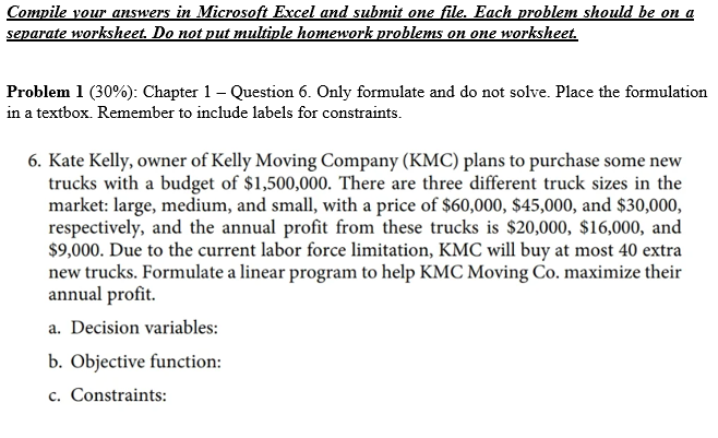 Solved Compile vour answers in Microsoft Excel and submit | Chegg.com