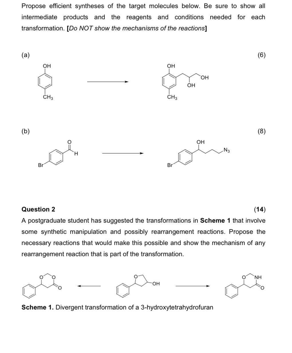 Solved Propose efficient syntheses of the target molecules | Chegg.com