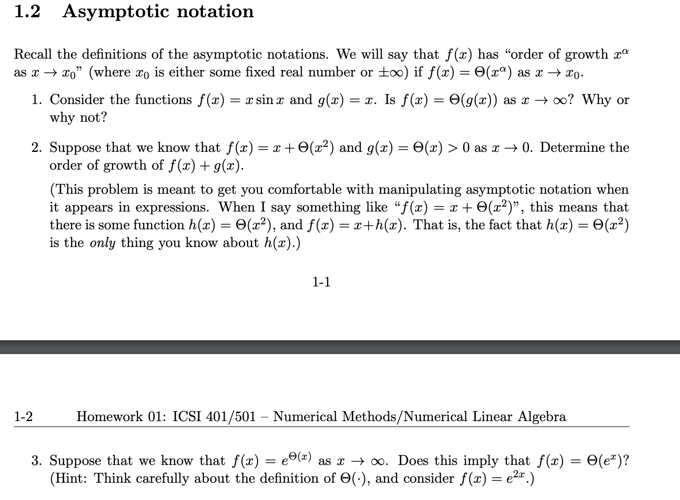 1.2 Asymptotic notation Recall the definitions of the | Chegg.com