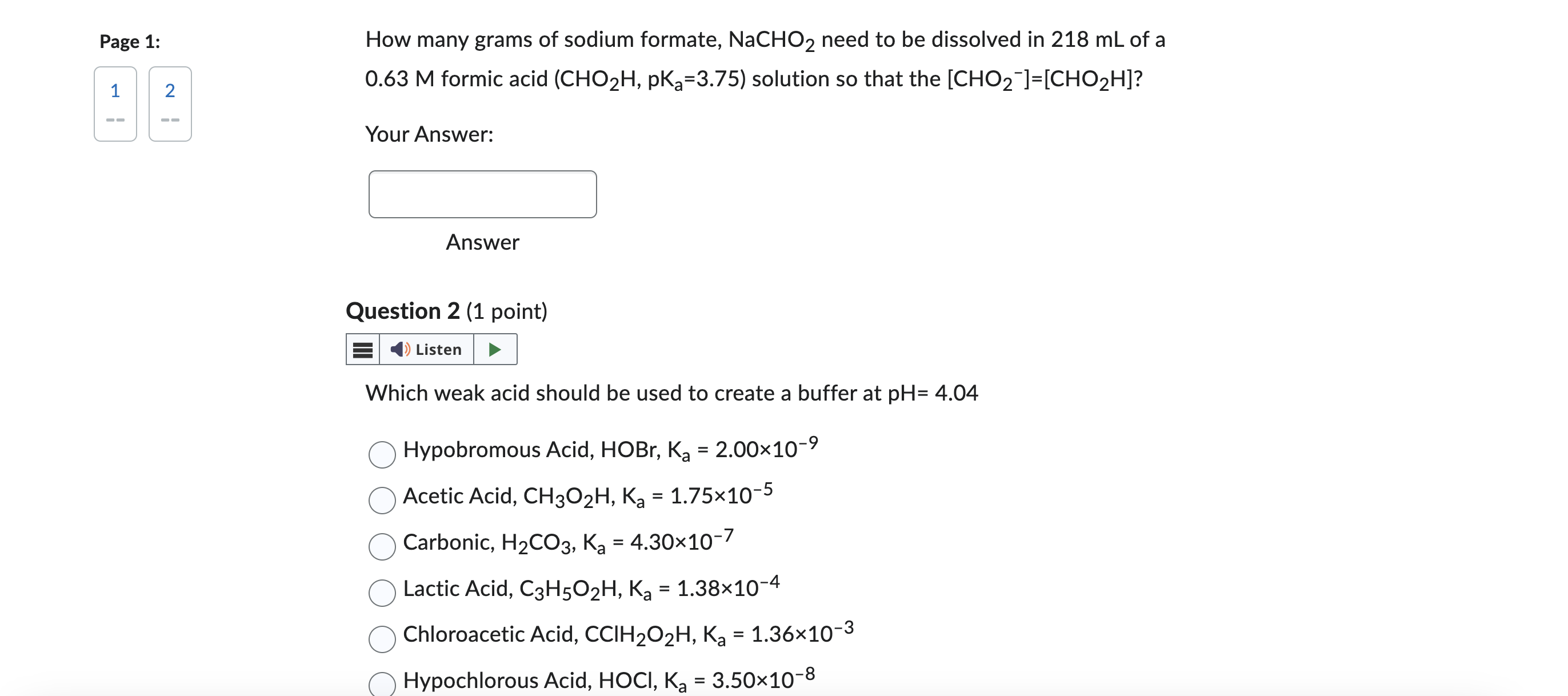 Solved How many grams of sodium formate, NaCHO2 need to be | Chegg.com