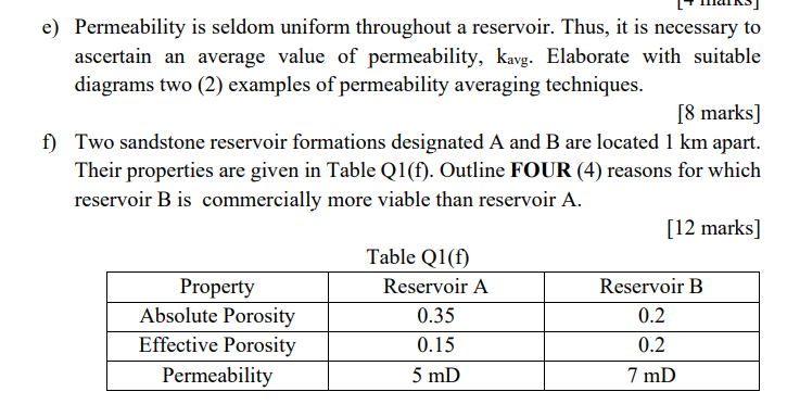 Solved e) Permeability is seldom uniform throughout a | Chegg.com