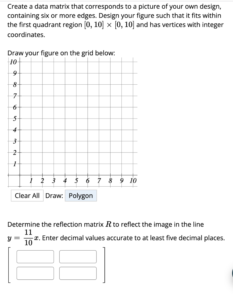 Solved Create a data matrix that corresponds to a picture of | Chegg.com