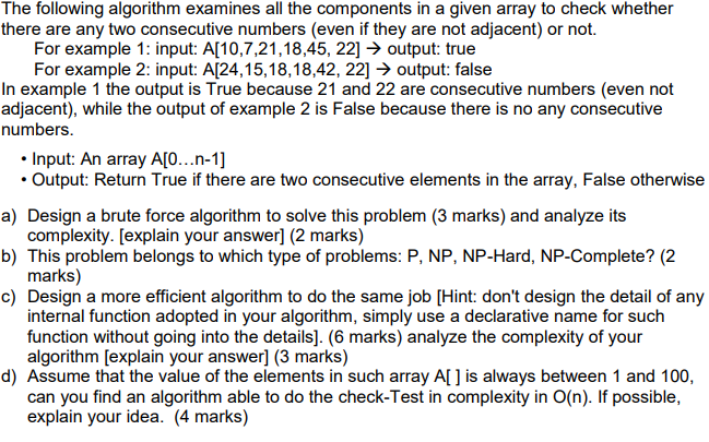 Solved The following algorithm examines all the components | Chegg.com