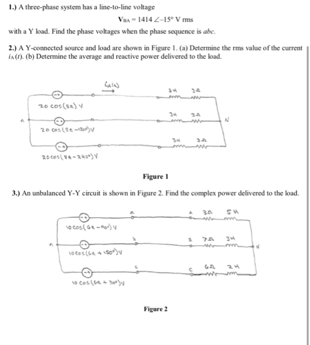 Solved 1.) A three-phase system has a line-to-line voltage | Chegg.com