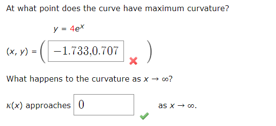 Solved At what point does the curve have maximum curvature? | Chegg.com