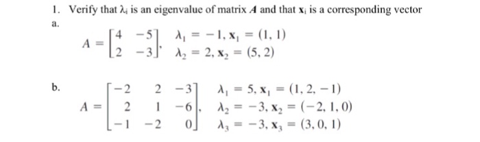 Solved Verify that is an eigenvalue of matrix A and that xi | Chegg.com