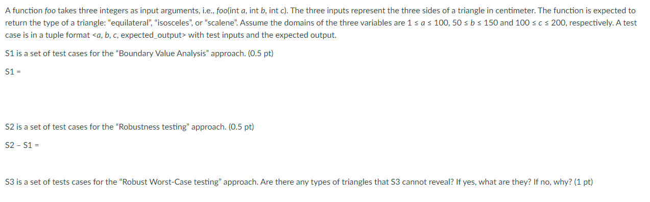 Solved A function foo takes three integers as input | Chegg.com