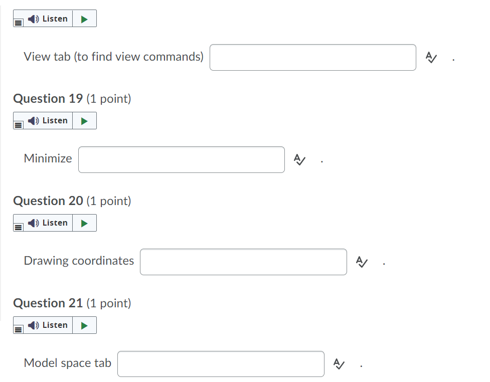 Solved The AutoCAD Interface | Part 1, Questions 1-24 - The | Chegg.com