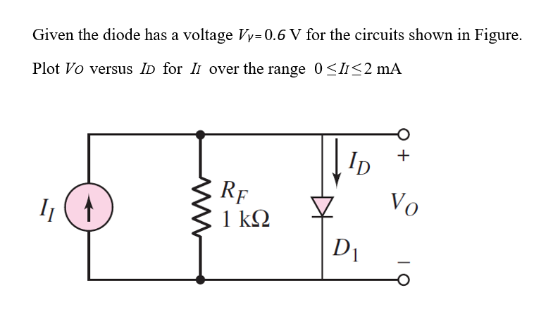 Solved Given the diode has a voltage Vy=0.6 V for the | Chegg.com