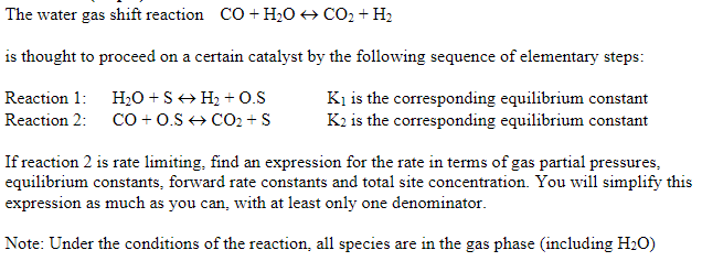Solved The water gas shift reaction CO + H20 + CO2 + H2 is | Chegg.com