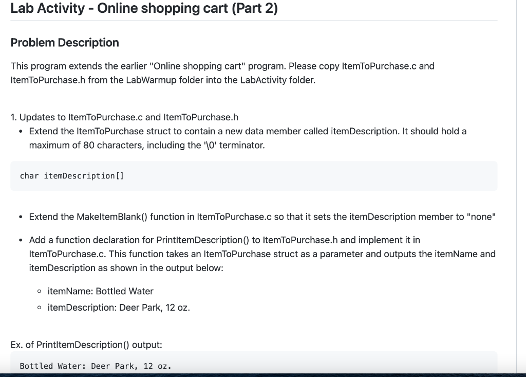 Solved Lab Warmup - Online shopping cart (Part 1) | Chegg.com