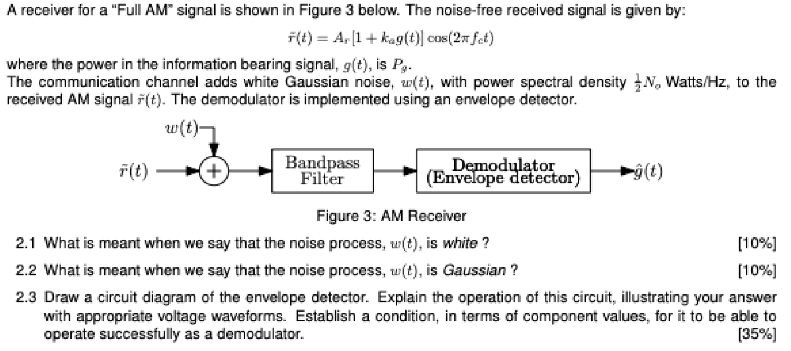 A receiver for a "Full AM signal is shown in Figure 3 | Chegg.com