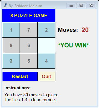 Solved The 8 puzzle game consists of a 3x3 grid with 9 | Chegg.com