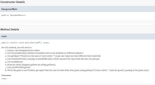 JAVA: MUST USE ALL FILES PROVIDED ***HangmanMain.java | Chegg.com