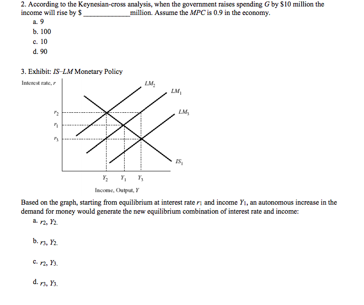 Solved 2. According to the Keynesian-cross analysis, when | Chegg.com