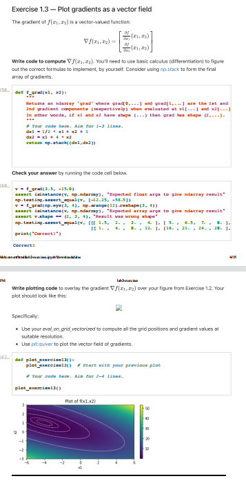 Solved Exercise 1.3 - Plot gradients as a vector field The | Chegg.com
