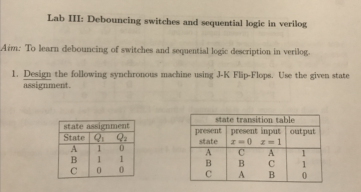 Solved Lab III: Debouncing switches and sequential logic in | Chegg.com